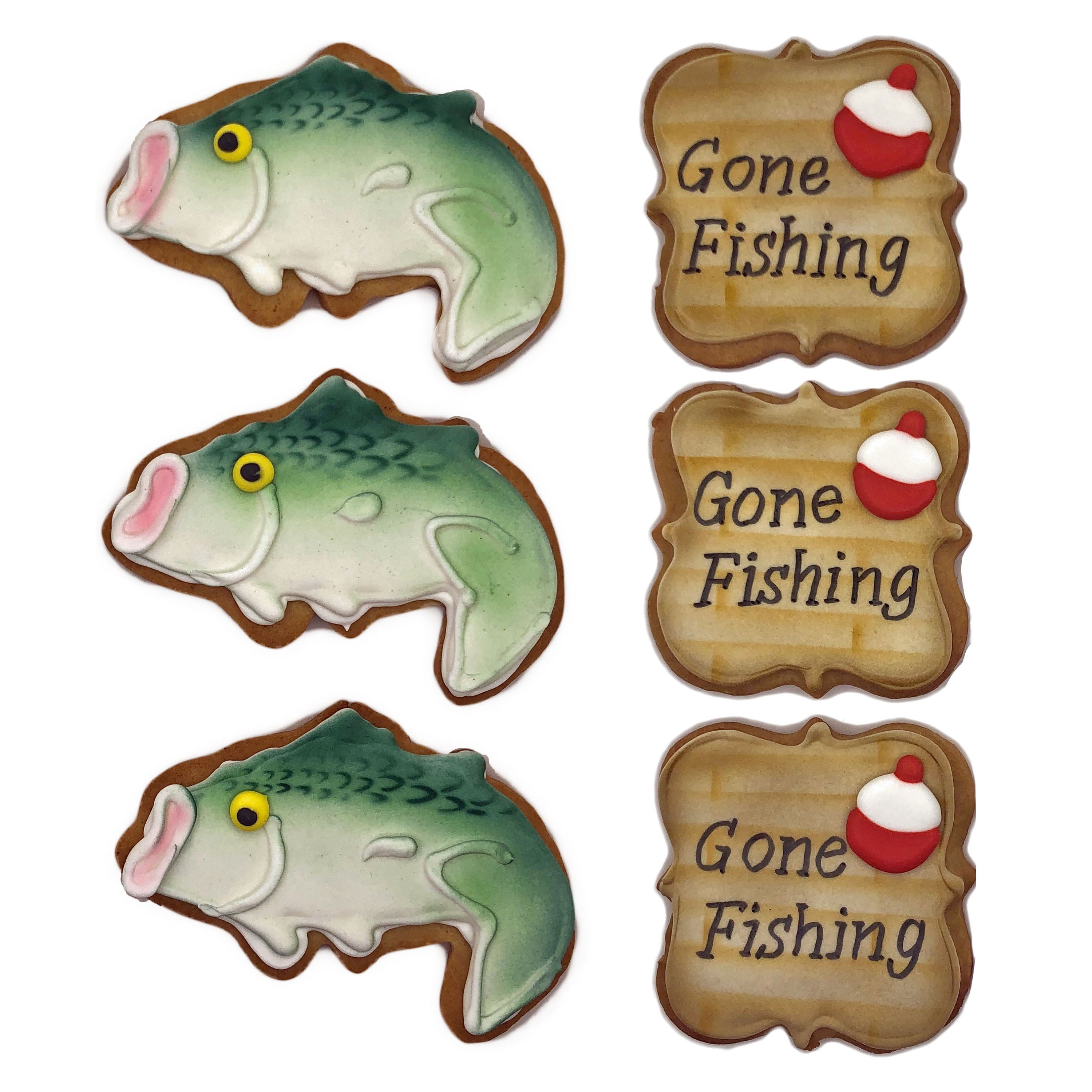 Bass Fishing Mix Cookies- Set of 6 Crunchy Shortbread Cookies ...