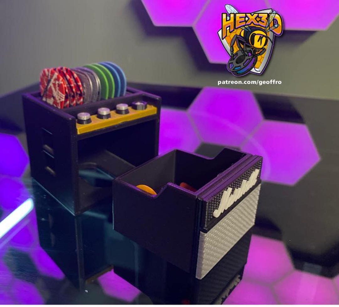 Customizable Guitar Amp Pick Holder With Drawer | Holds 11 Picks on Top ...