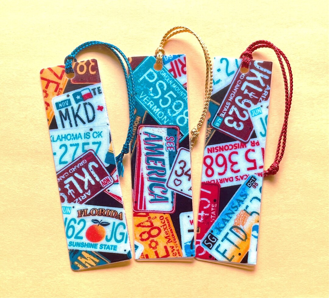 Bookmarks/laminated/handmade/fabric/license Plate Design - Etsy