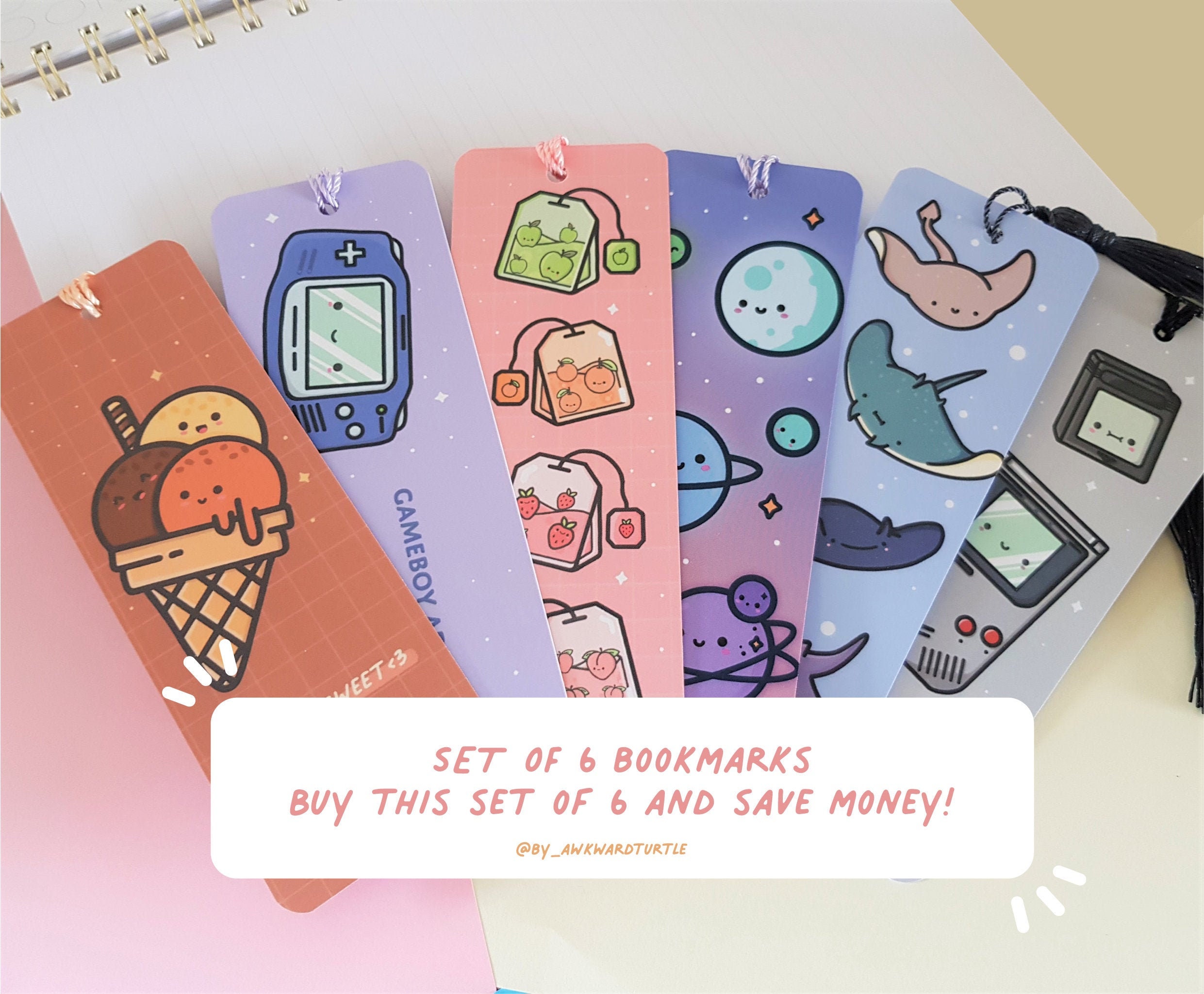 Kawaii Bookmarks Set of 6 Velvet Soft Luxury Bookmark Cute - Etsy UK