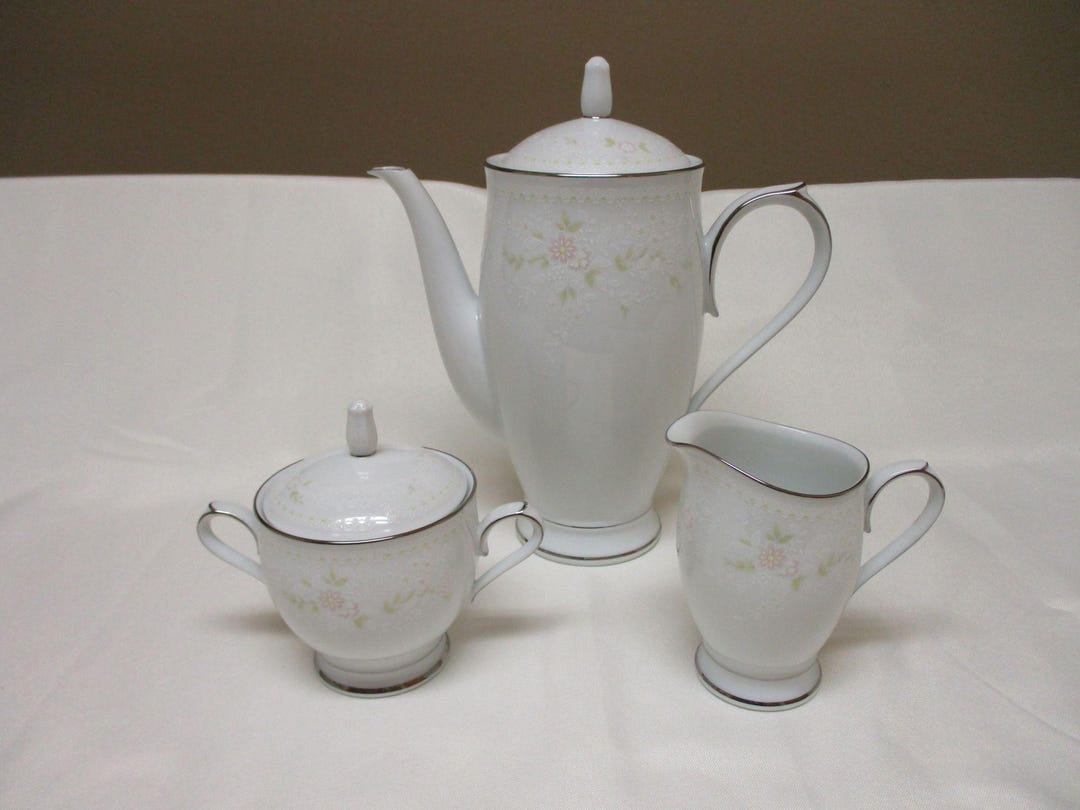 Noritake Temptation China: Coffee Pot, Sugar Bowl & Creamer Set - Etsy
