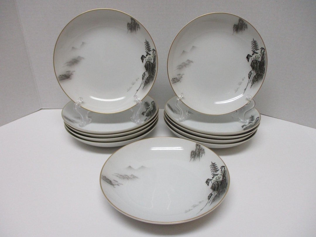 Fukagawa Arita Landscape 903 Pattern - 10 Coupe Soup Bowls - Etsy