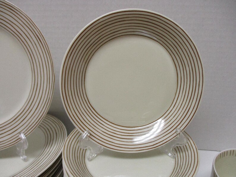 Fitz and Floyd Les Bands Dinnerware Set - Cognac Brown Stripes - Etsy