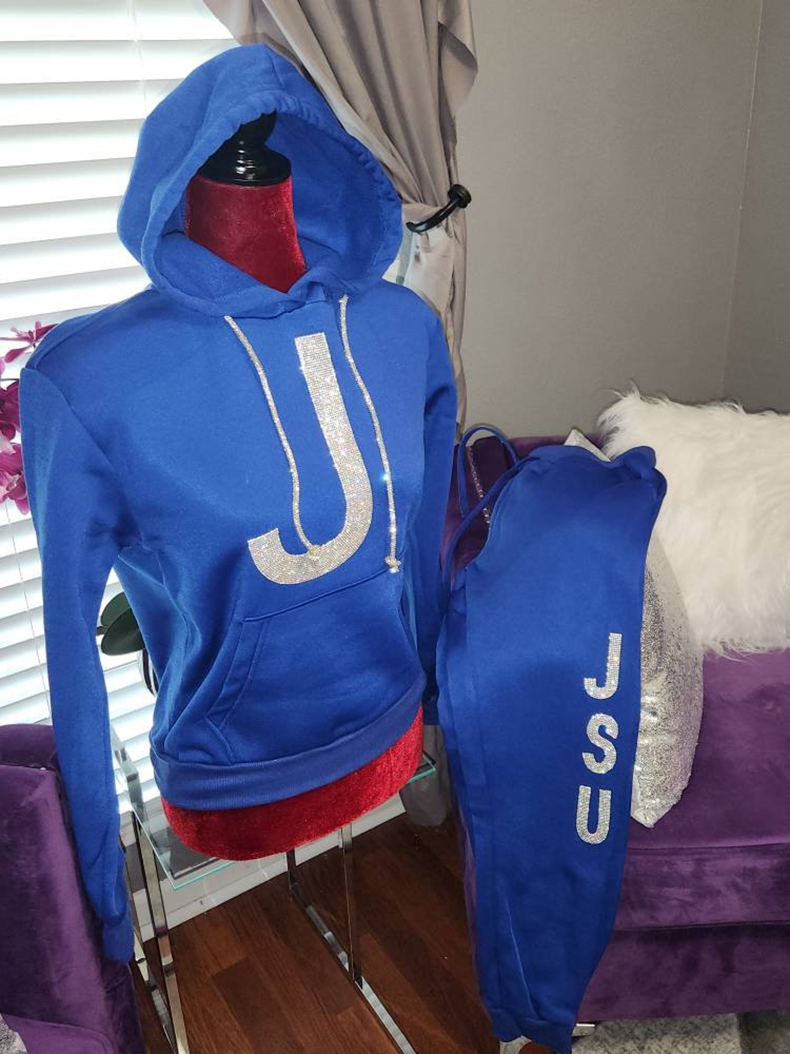 Bling JSU Sweatsuit, JSU Hoodie, Swac Tracksuit, Jackson State - Etsy