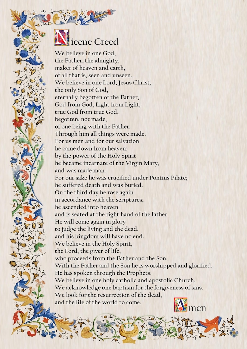 Nicene Creed We Believe, Catholic Prayer Card, Printable A4, Popular ...