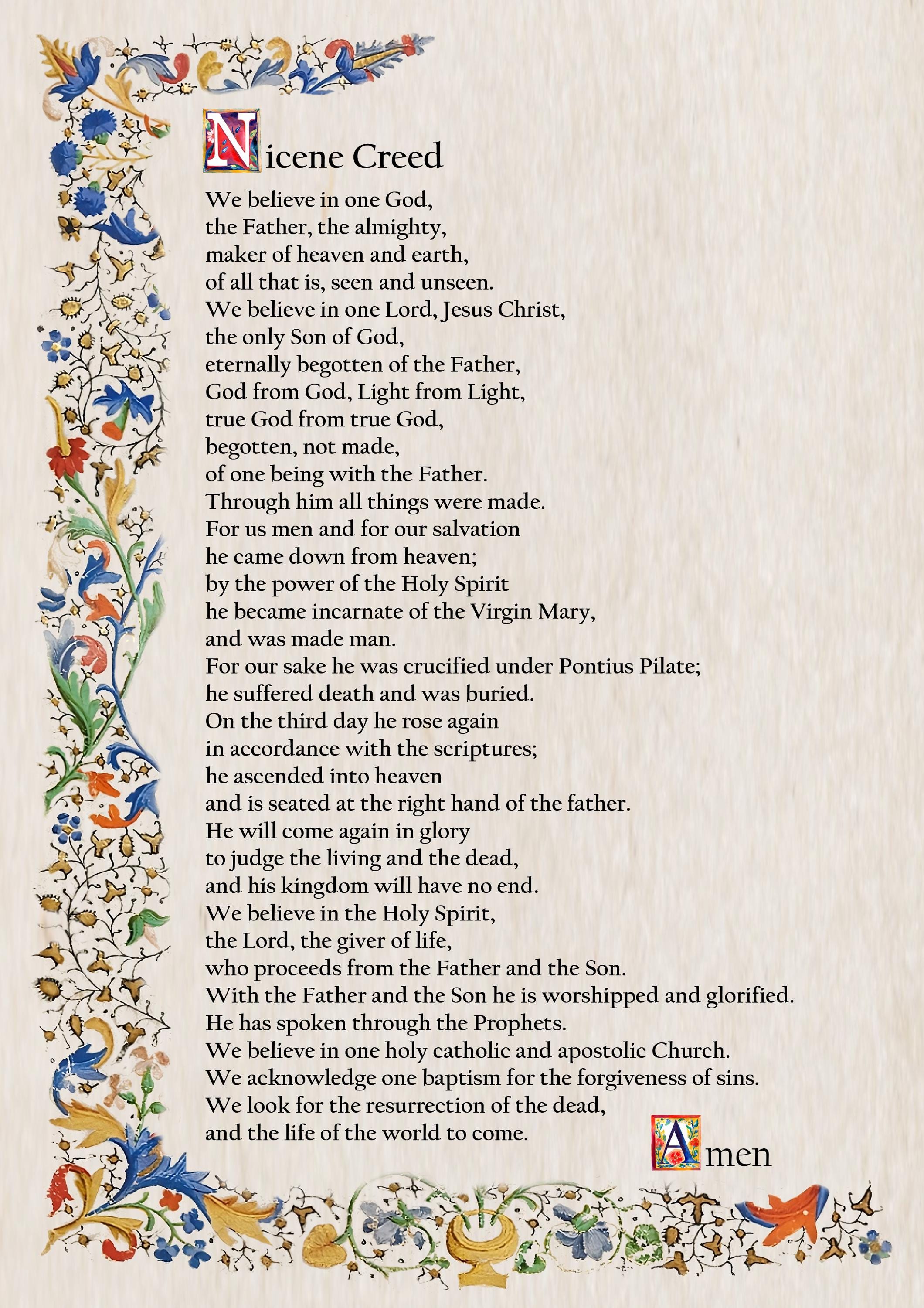 Nicene Creed We Believe, Catholic Prayer Card, Printable A4, Popular ...