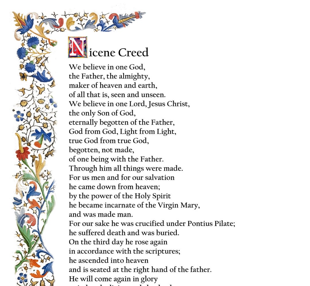 Nicene Creed, Catholic Prayer Card, Printable A4, Christian Decor ...