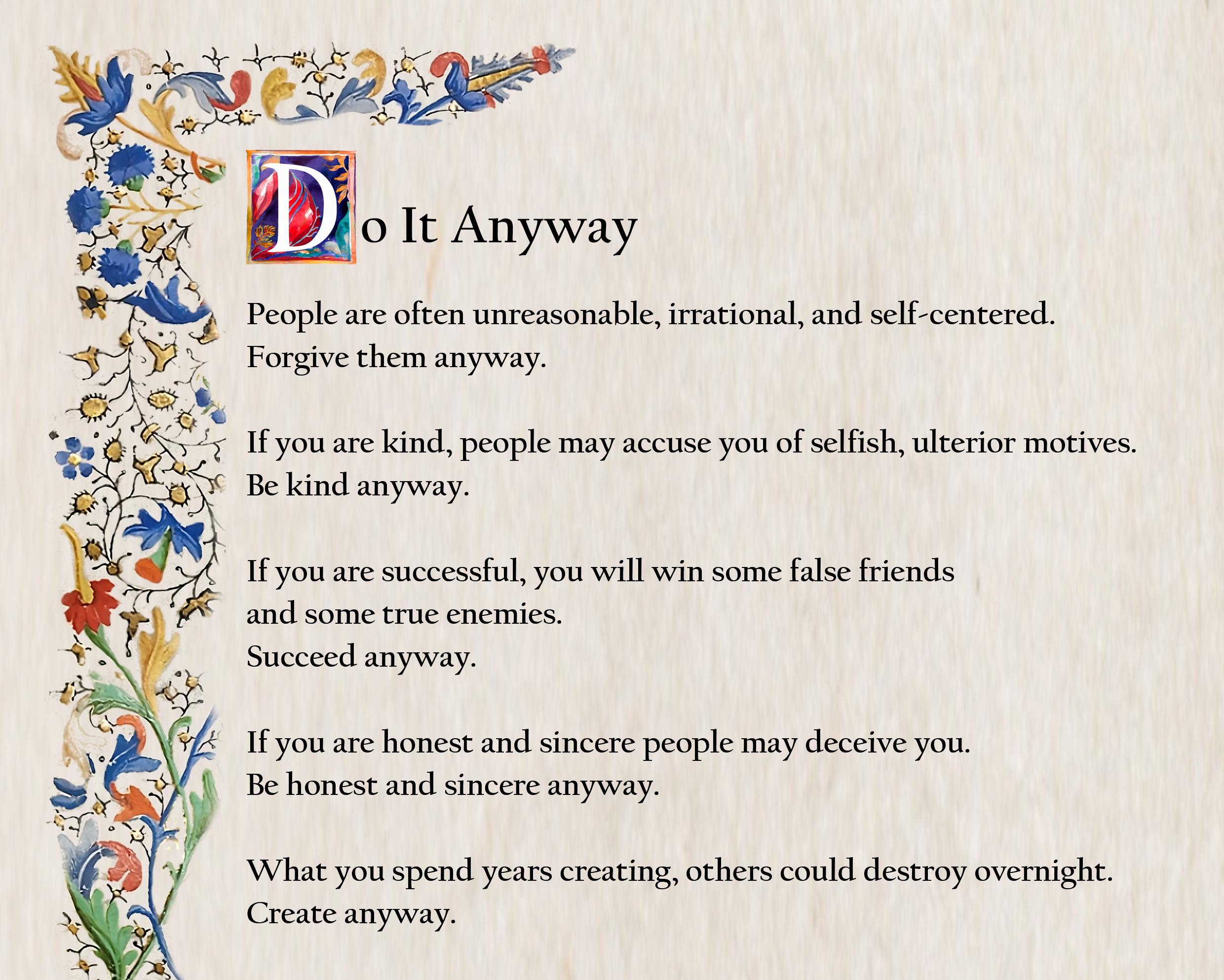 Do It Anyway Mother Teresa of Calcutta, Prayer Card, Printable A4 ...