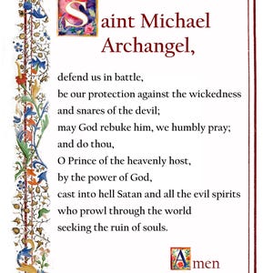 Saint Michael Archangel Prayer, Catholic Prayer Card, Printable A4 ...