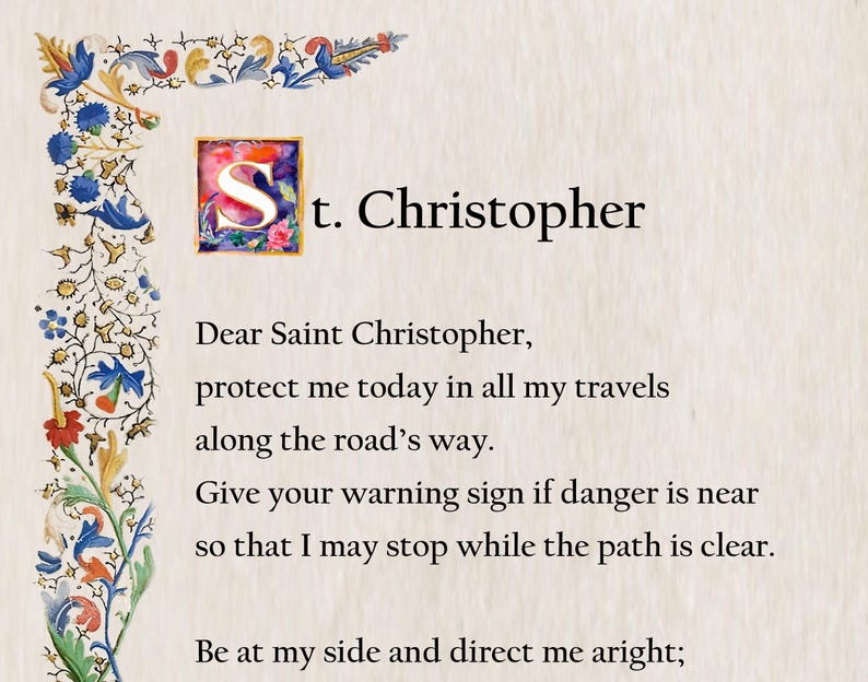 St. Christopher Prayer, Catholic Prayer Card, Printable A4, Christian ...