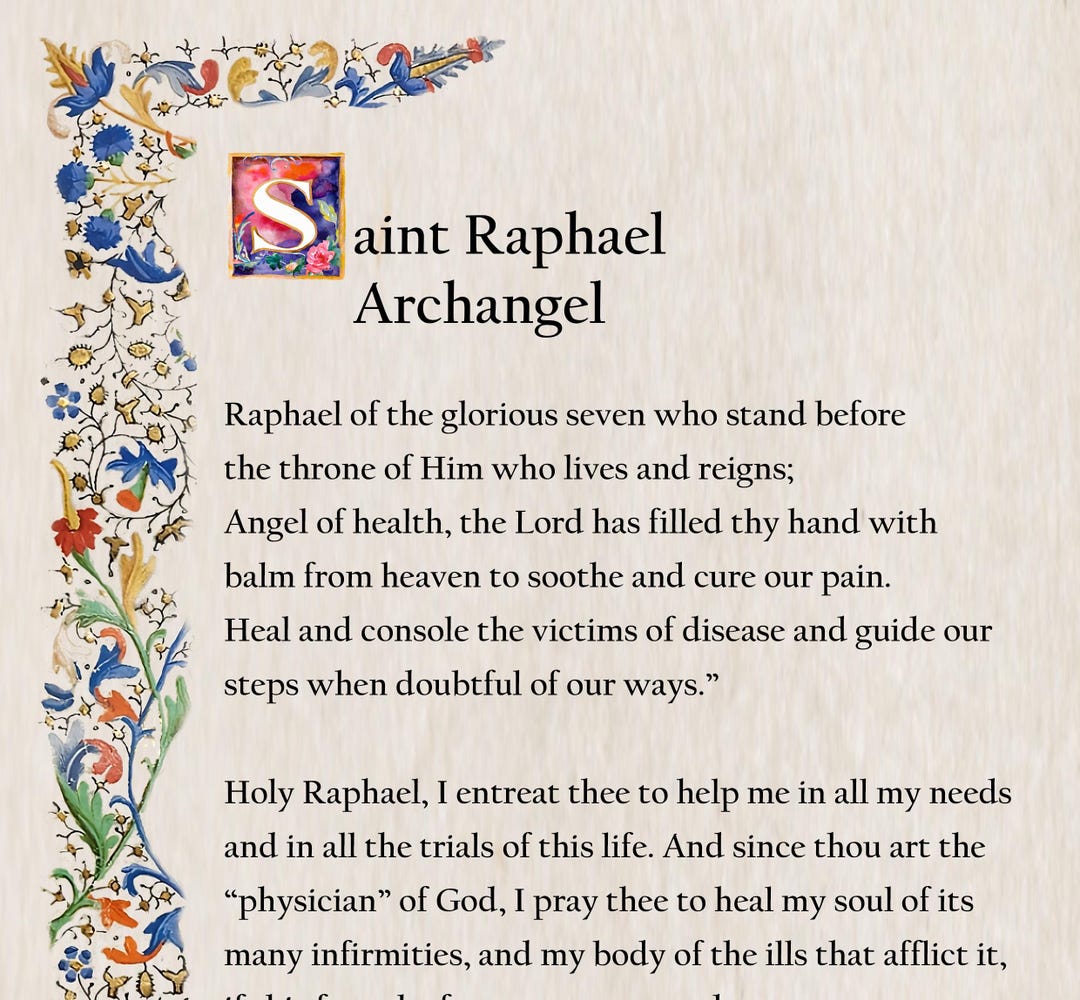 Saint Raphael Archangel Prayer, Catholic Prayer Card, Printable A4 ...