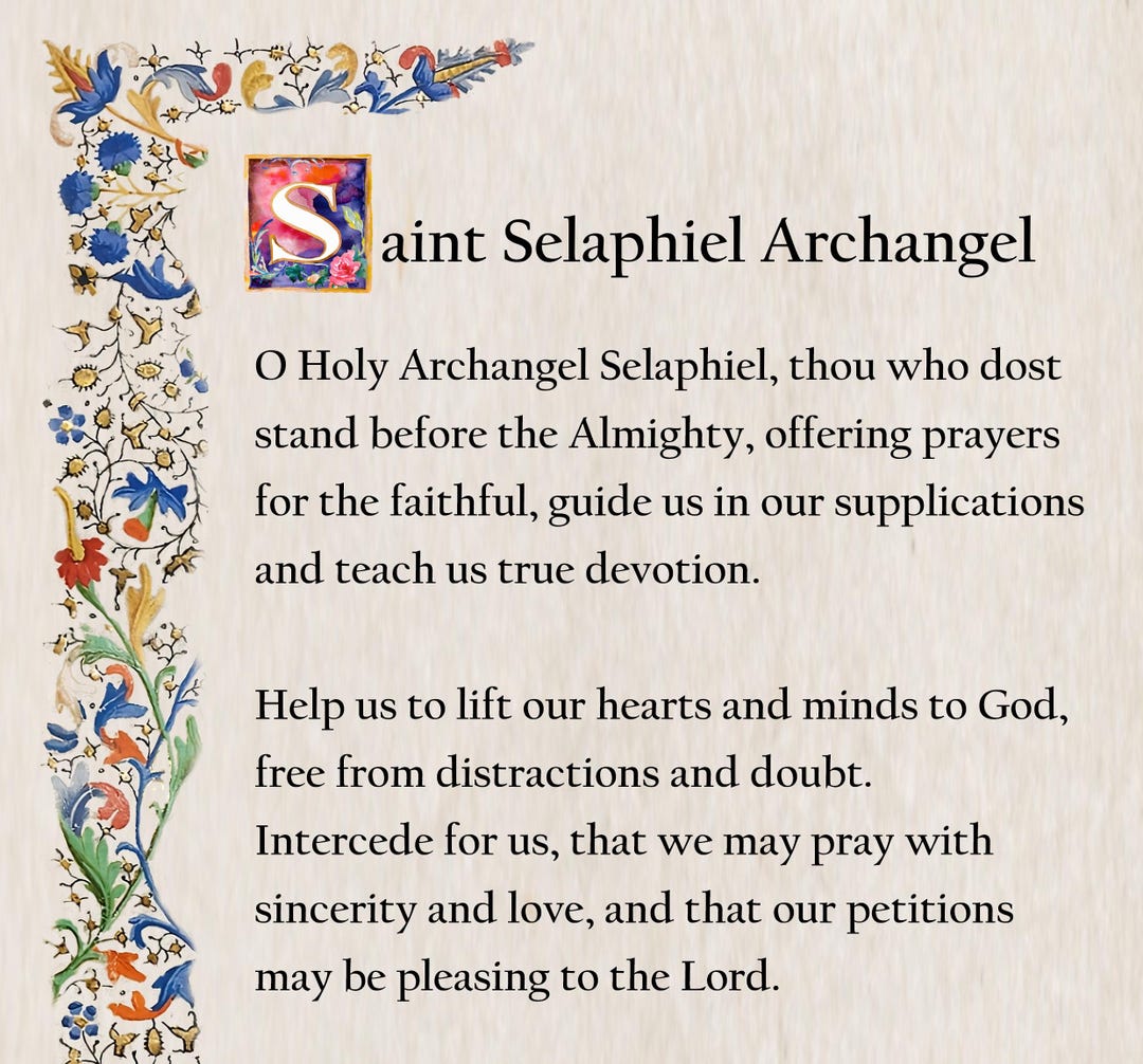 Saint Selaphiel Archangel Prayer, Catholic Prayer Card, Printable A4, Christian Decor, Popular ...