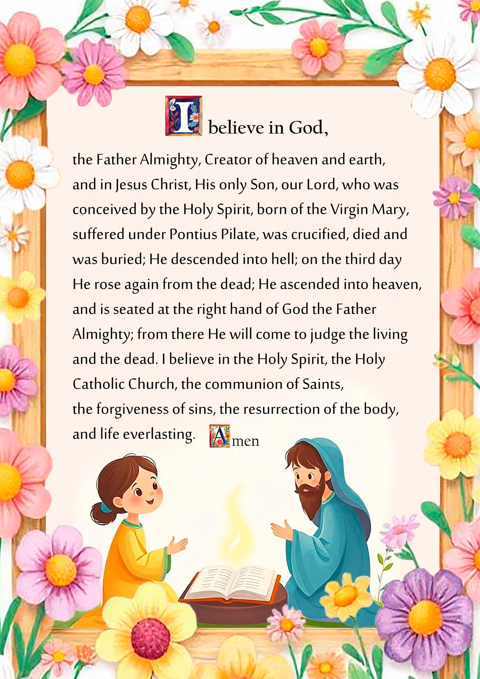 Apostles Creed Prayer, Catholic Prayer Card, Christian Decor, Popular ...
