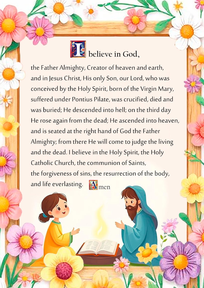 Apostles Creed Prayer, Catholic Prayer Card, Christian Decor, Popular ...