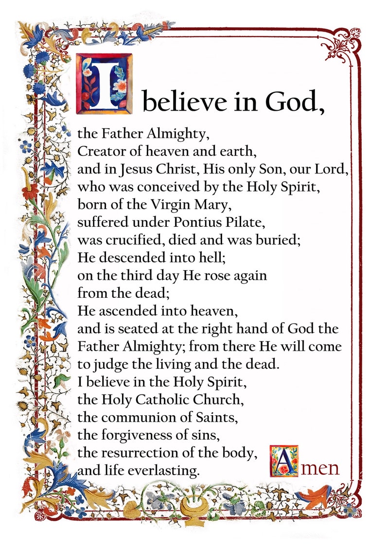 Apostles Creed Prayer, Catholic Prayer Card, Printable A4, Wall Art ...