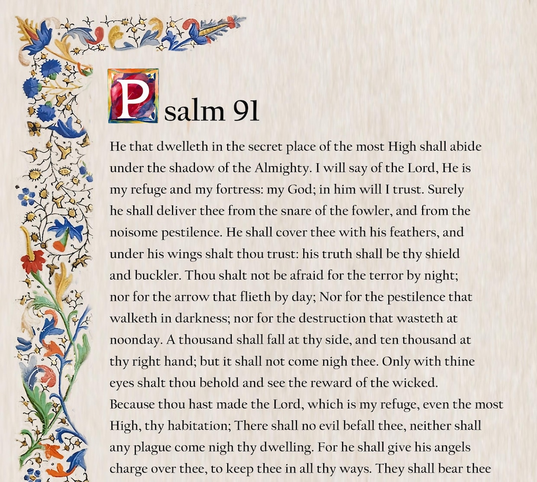 Psalm 91, Bible Verse Catholic Prayer Card, Bible Verse Decor, Popular ...