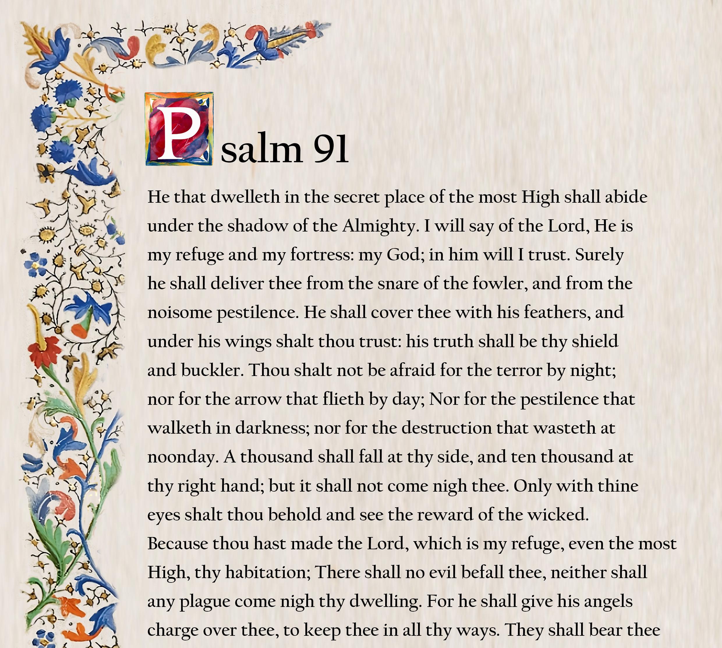 Psalm 91, Bible Verse Catholic Prayer Card, Bible Verse Decor, Popular ...