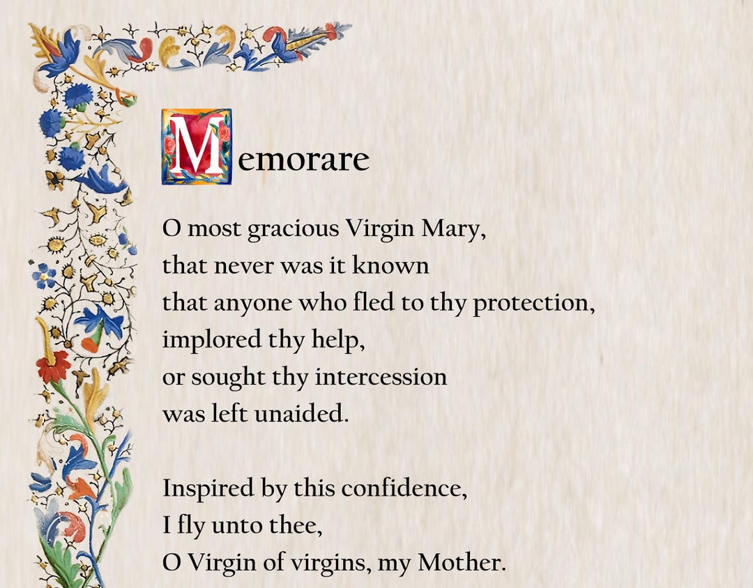 Memorare Prayer for Our Lady, Catholic Prayer Card, Printable A4 ...