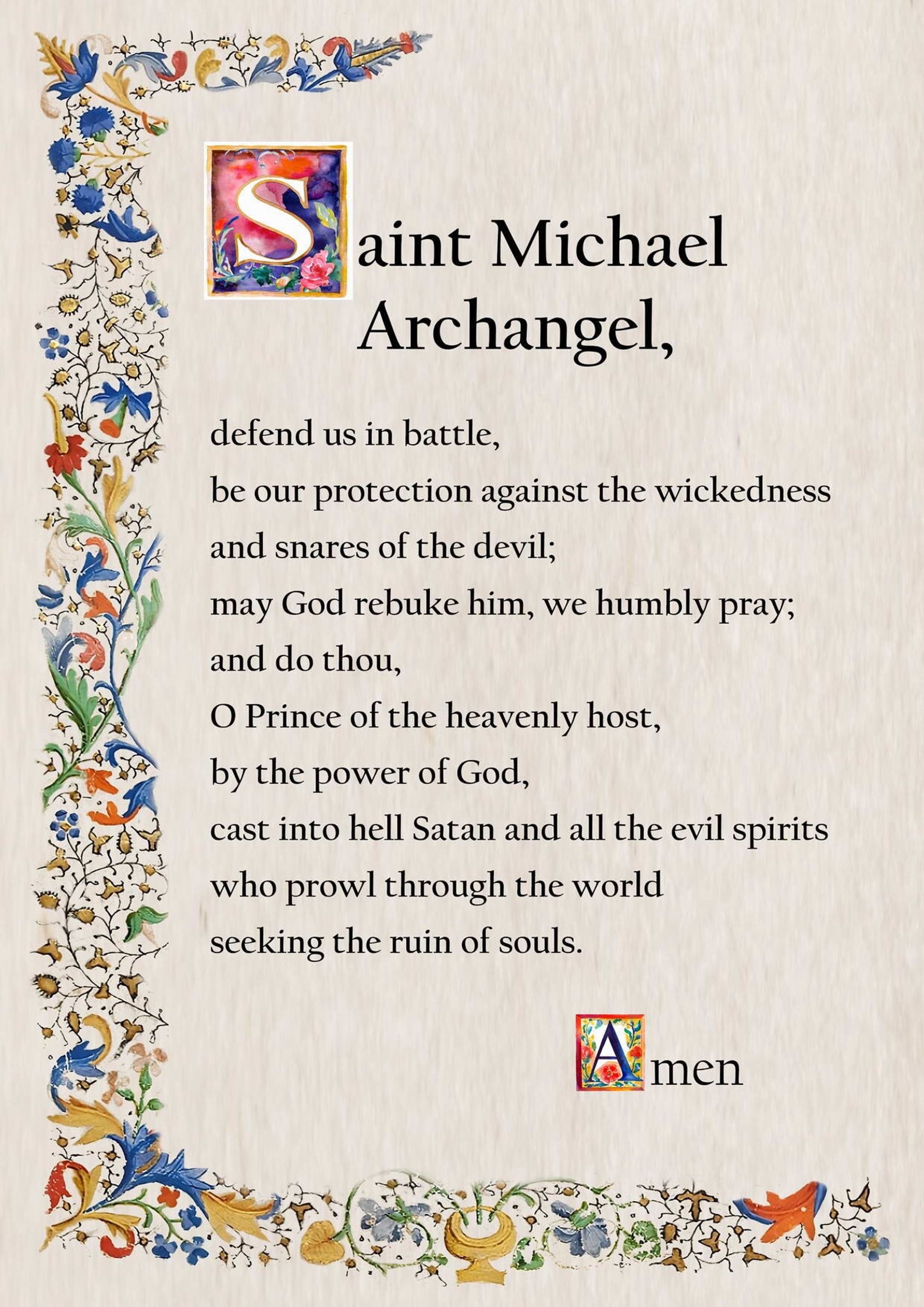 Saint Michael Archangel Prayer, Catholic Prayer Card, Printable A4 ...