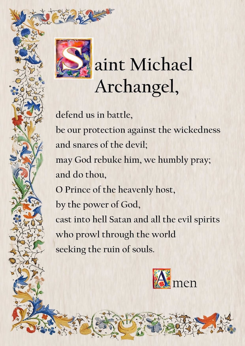 Saint Michael Archangel Prayer, Catholic Prayer Card, Printable A4 ...