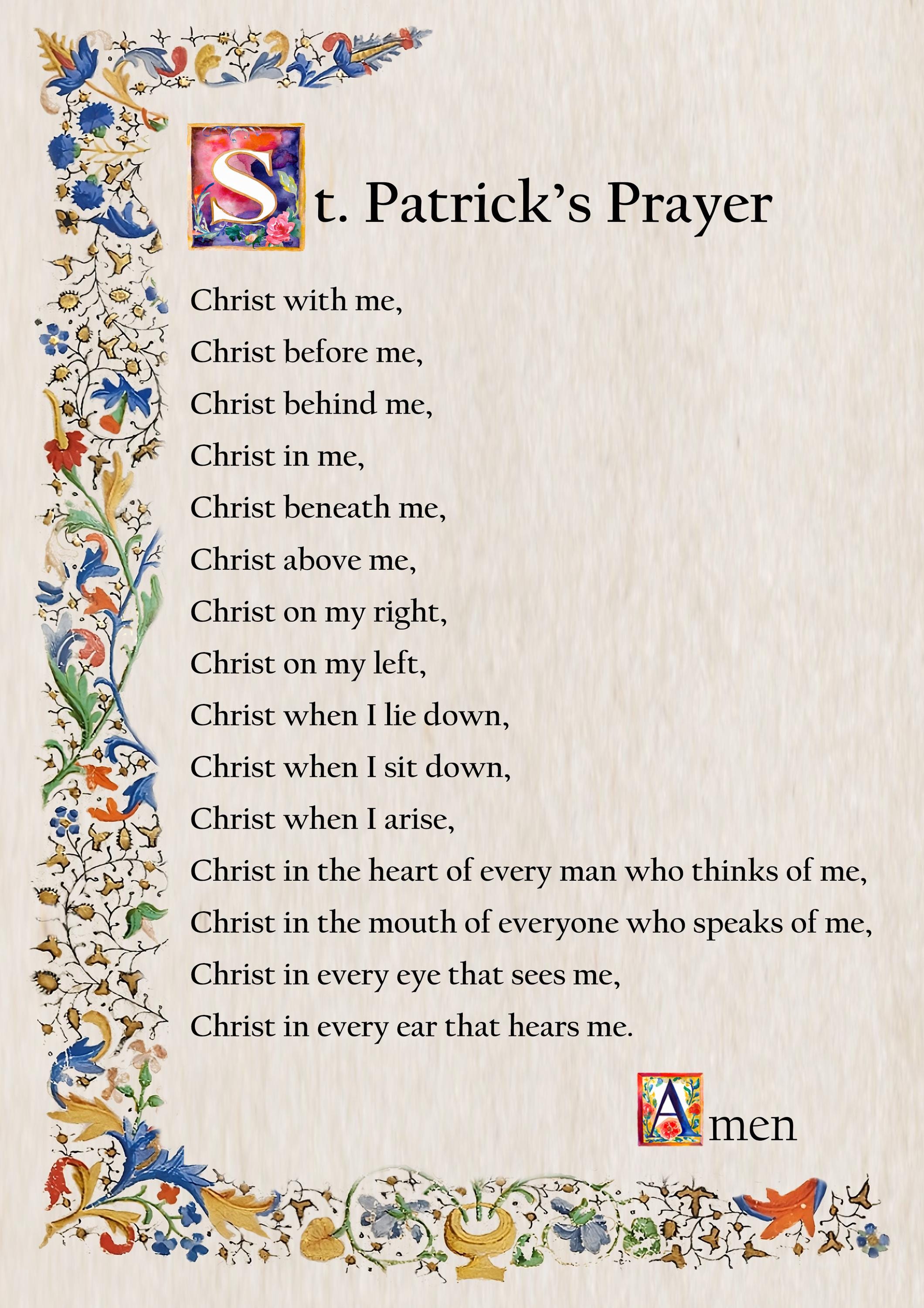 St. Patrick's Breastplate Prayer, Catholic Prayer Card, Printable A4 ...
