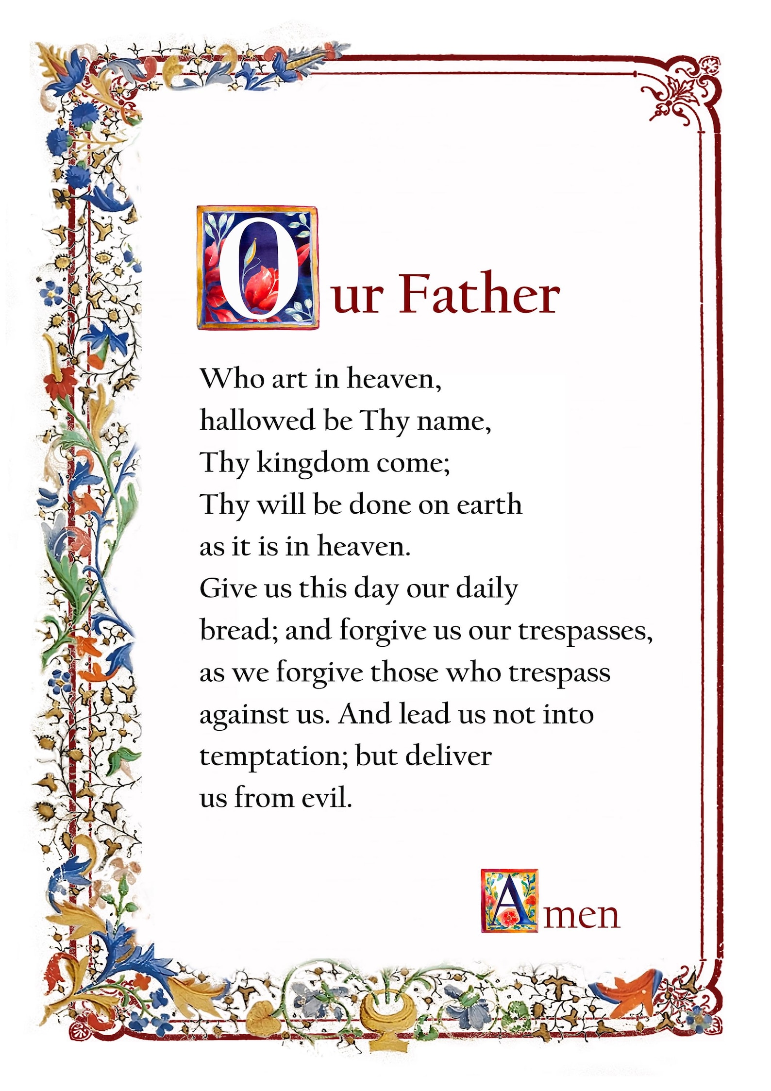 Pater Noter Prayer, Our Father Prayer, Catholic Prayer Card, Christian ...