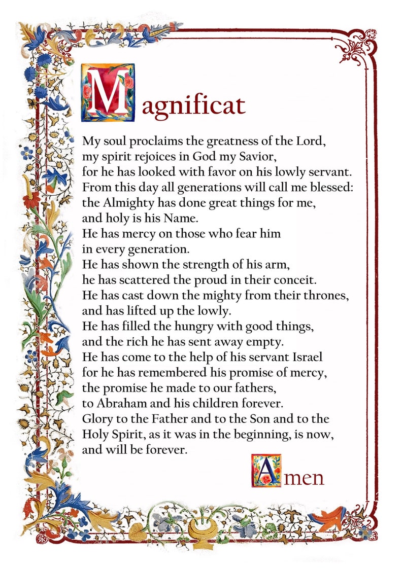 The Magnificat Prayer, Catholic Prayer Card, Printable A4, Wall Art ...