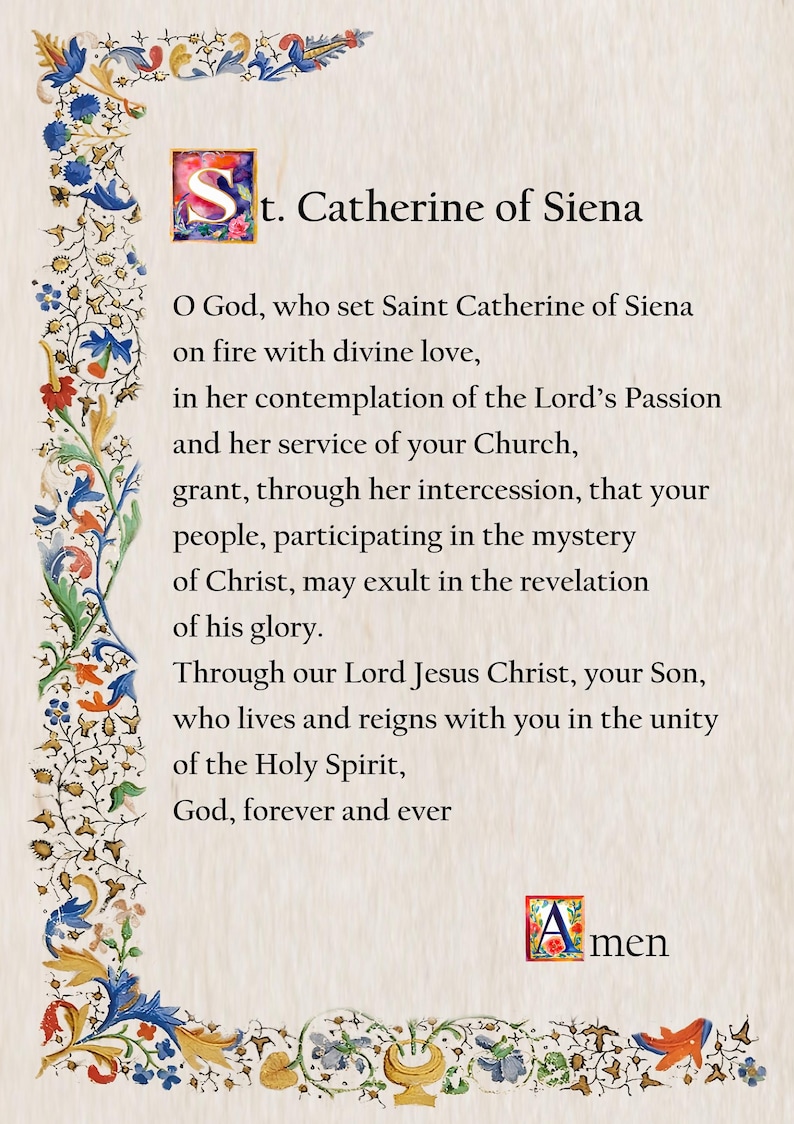 Catherine of Siena Prayer, Catholic Prayer Card, Printable A4,wall Art ...