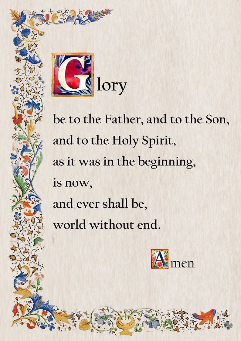 The Glory Be Prayer, Catholic Prayer Card, Printable A4, Wall Art ...