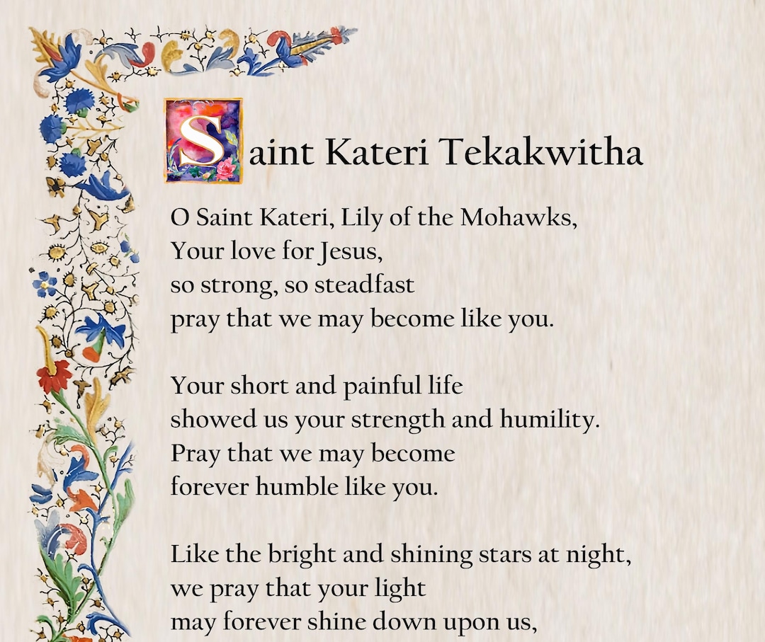 St. Kateri Tekakwitha Prayer, Catholic Prayer Card, Printable A4 ...