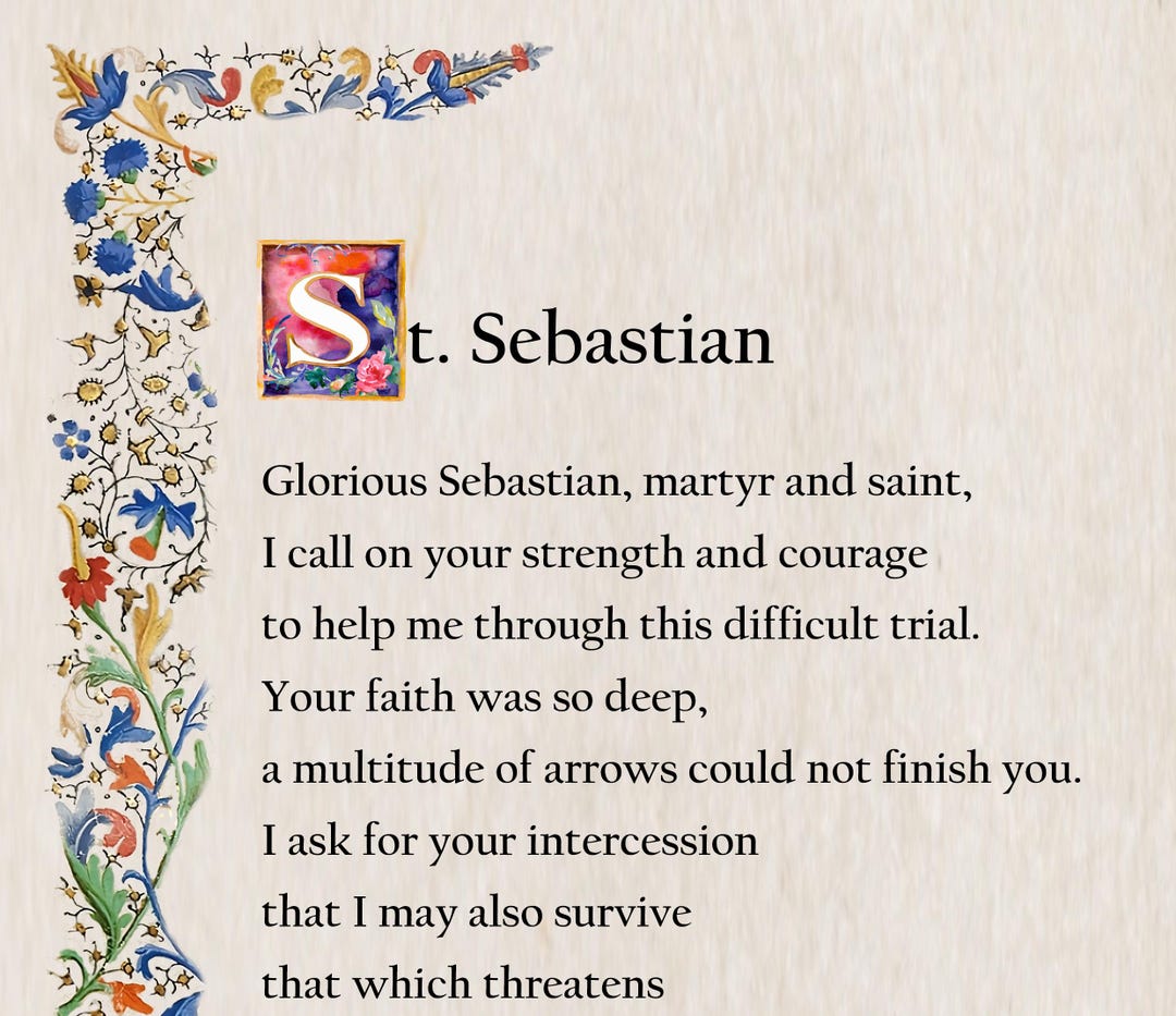 St. Sebastian Prayer, Catholic Prayer Card, Printable A4, Christian ...
