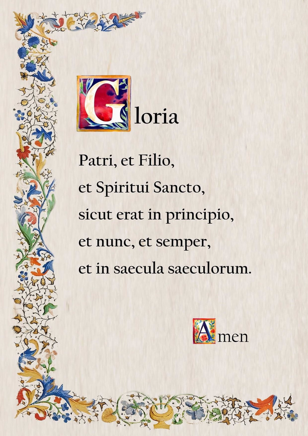 The Glory Be Prayer, Catholic Prayer Card, Printable A4, Christian ...