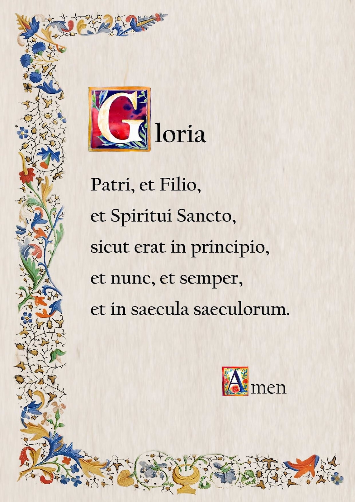 The Glory Be Prayer, Catholic Prayer Card, Printable A4, Christian ...