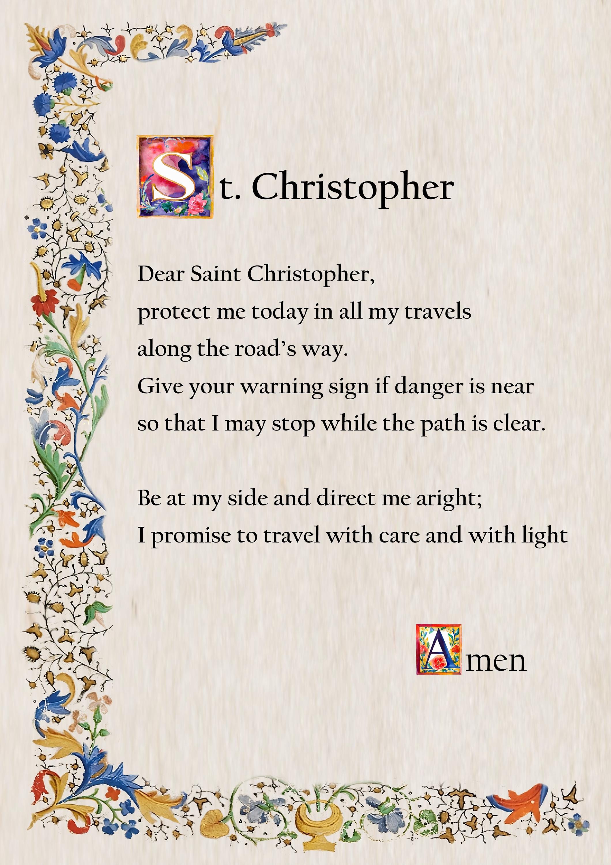 St. Christopher Prayer, Catholic Prayer Card, Printable A4, Christian ...