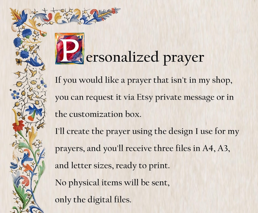 Personalized Prayer, Custom Prayer, Catholic Prayer Card, Christian ...