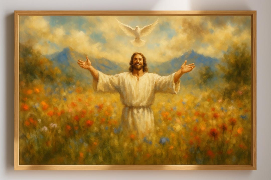Jesus With the Holy Spirit, Christian Art, Jesus Prints, Bible Painting ...