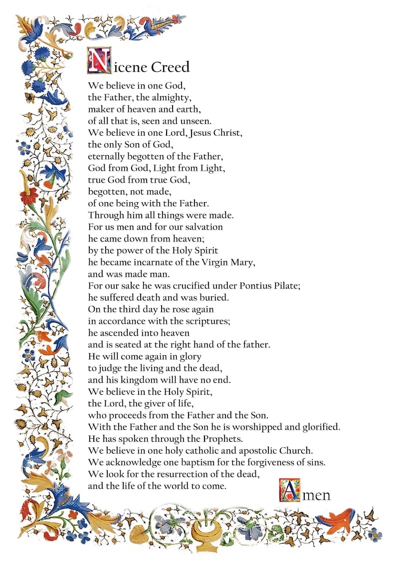 Nicene Creed, Catholic Prayer Card, Printable A4, Christian Decor ...