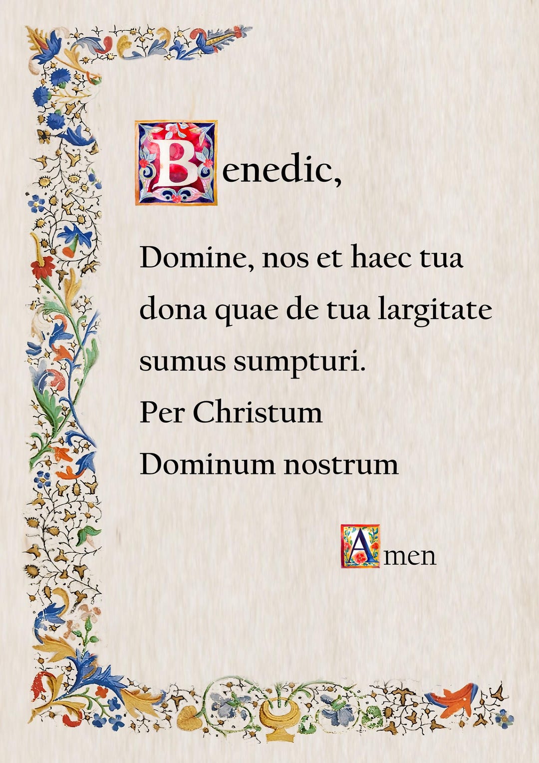 Prayer Before Meals in Latin, Catholic Prayer Card, Prayers Before ...
