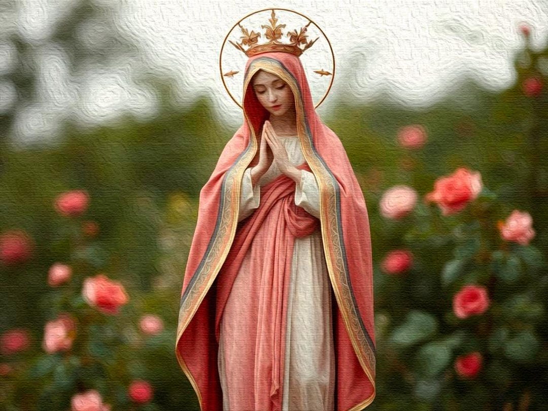Rosa Mystica Digital Oil Painting, Christian Artwork, Catholic ...