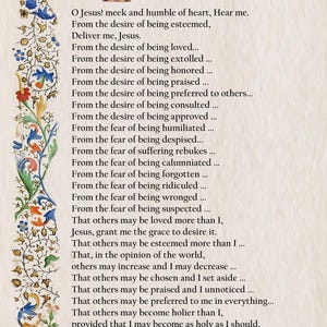 Litany of Humility Prayer, Catholic Prayer Card, Printable A4, Wall Art ...