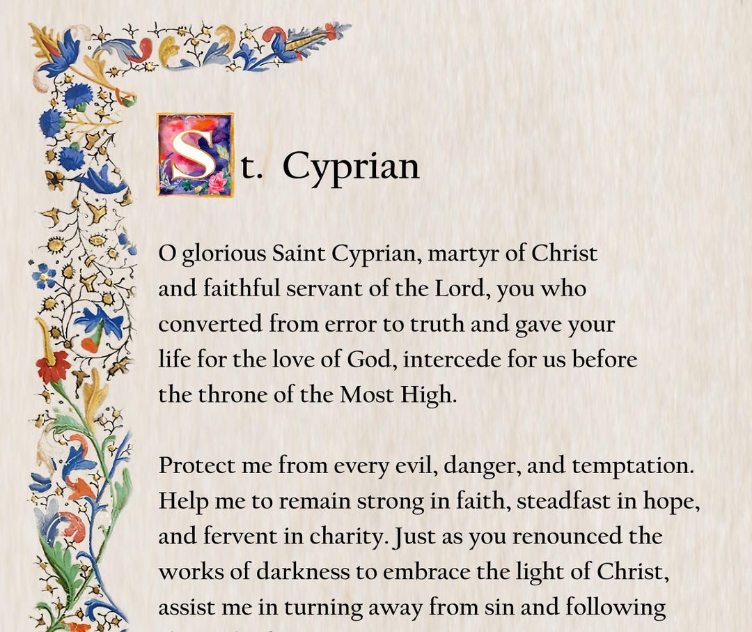 St. Cyprian Prayer, Catholic Prayer Card, Printable A4, Christian Decor, Popular Catholic ...