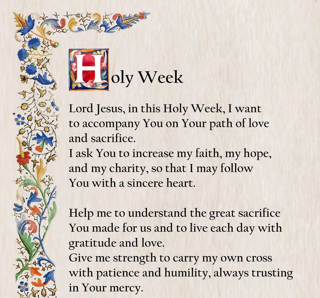 Holy Week Prayer, Catholic Prayer Card, Stations of the Cross, Popular ...