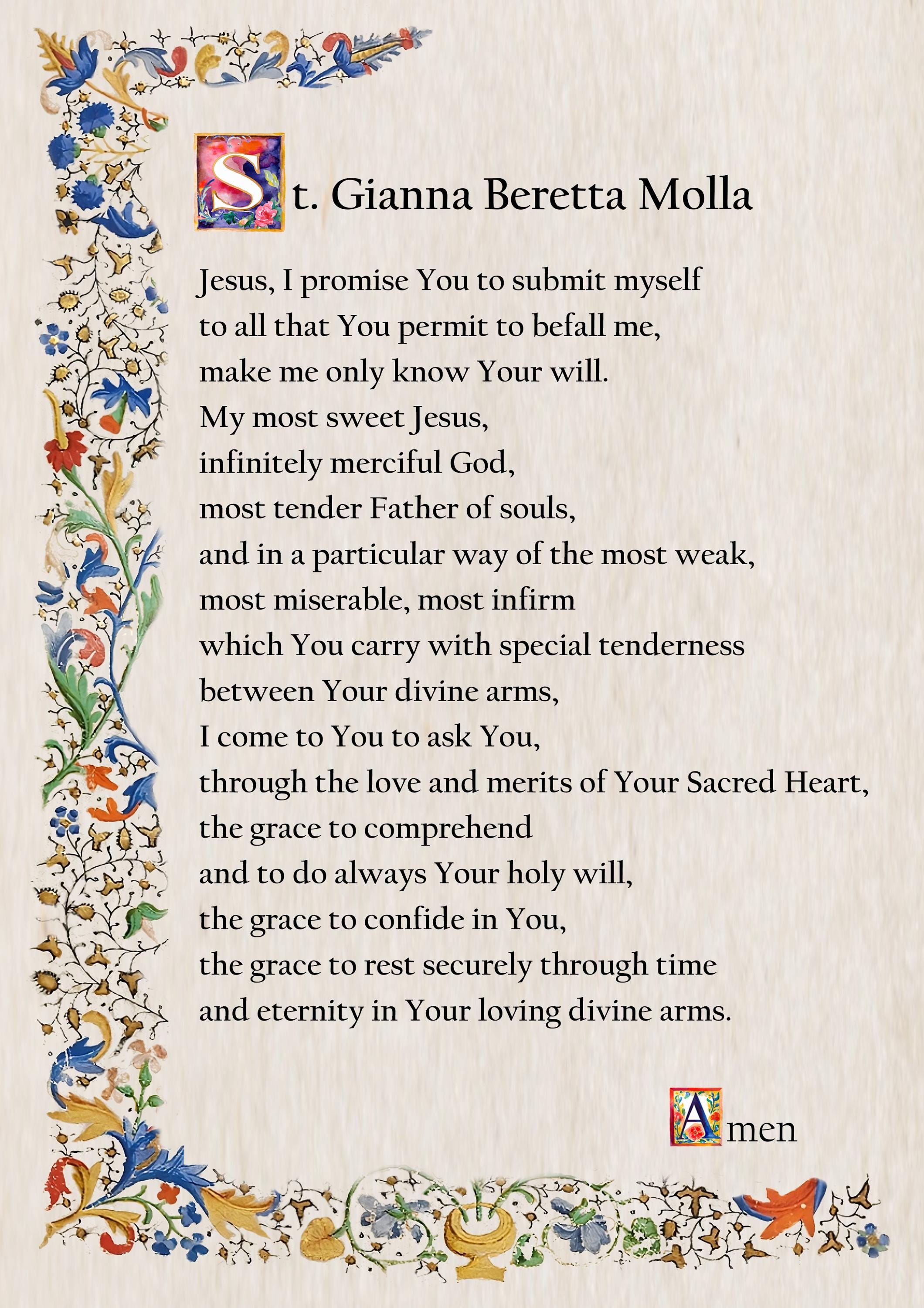 St. Gianna Beretta Molla Prayer, Printable A4, Christian Decor, Saint ...