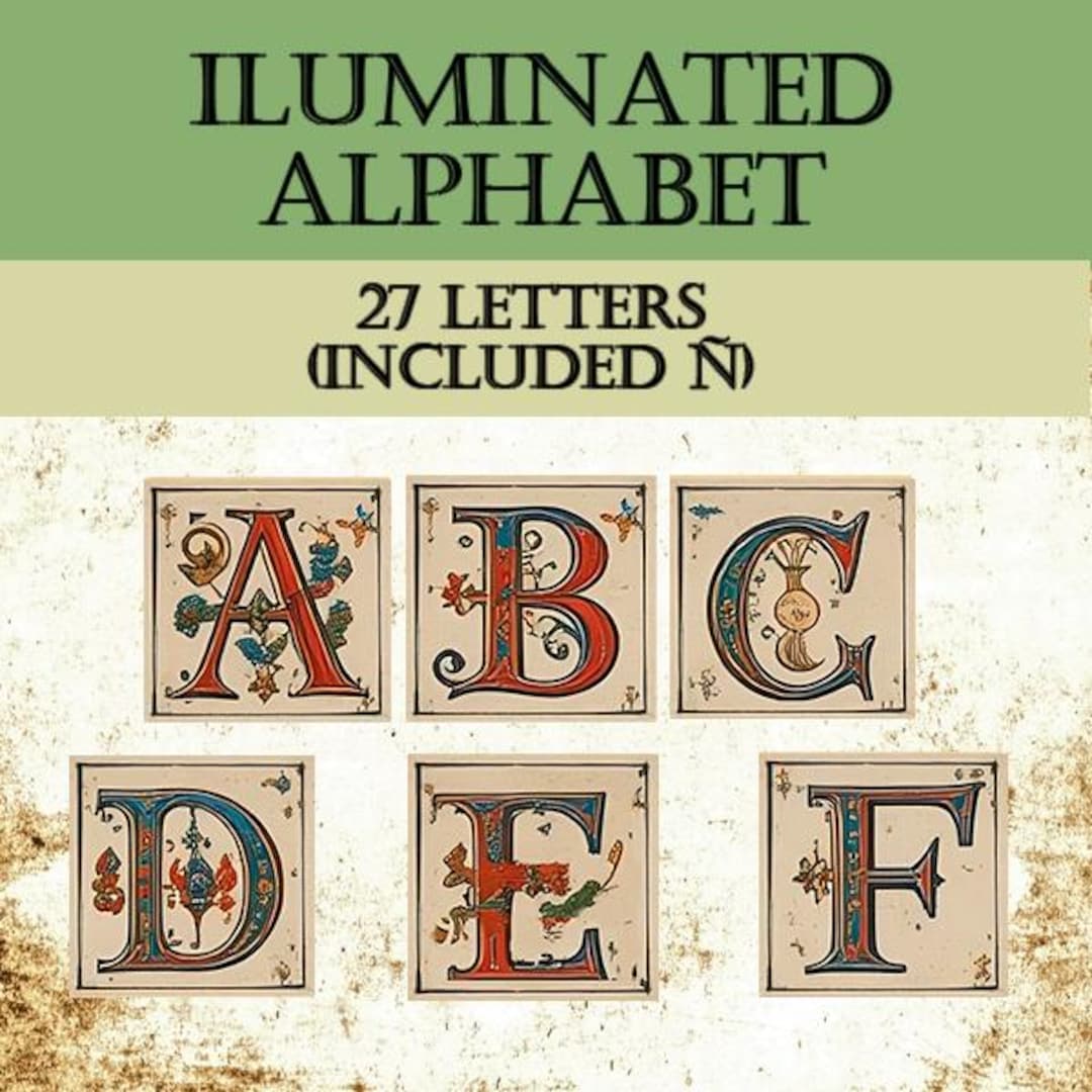 Medieval Alphabet, Medieval Illuminated Manuscript Letter ...
