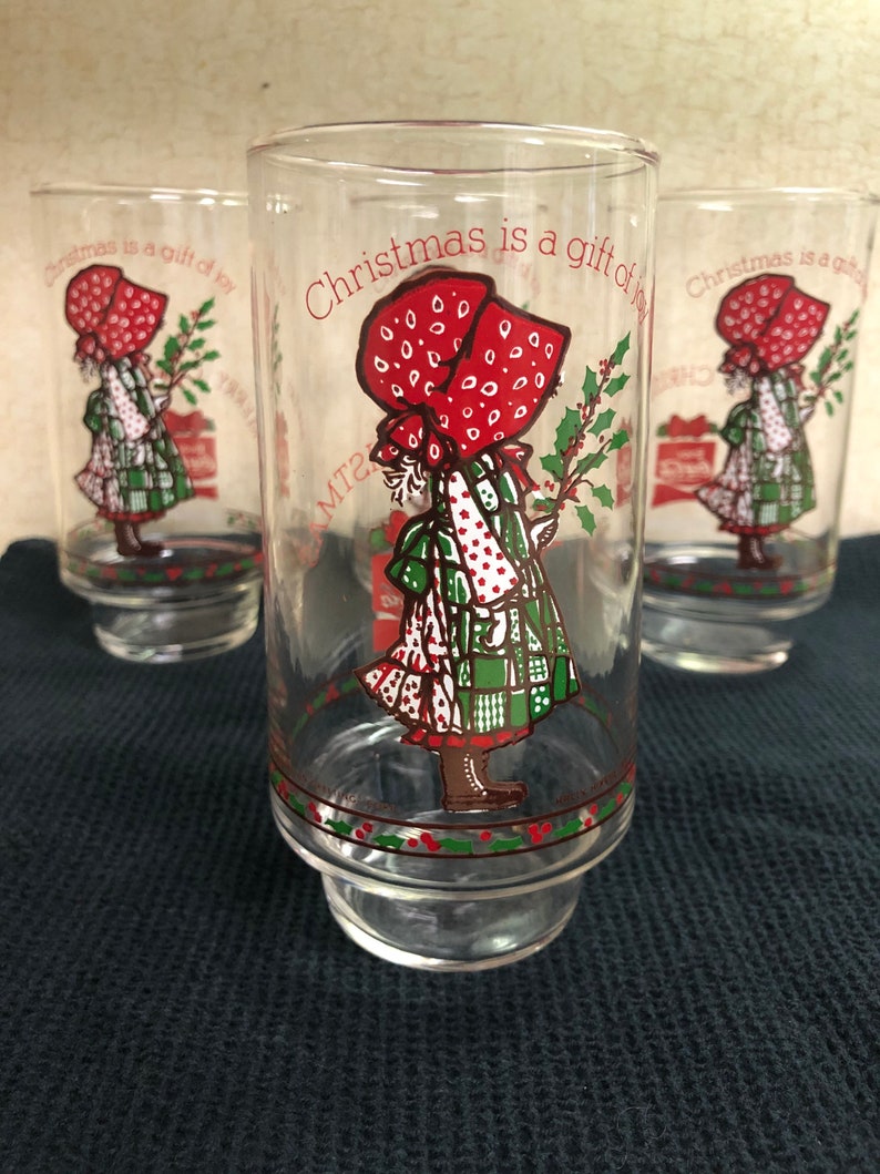 Christmas Holly Hobbie Glasses Set Of 4 Etsy