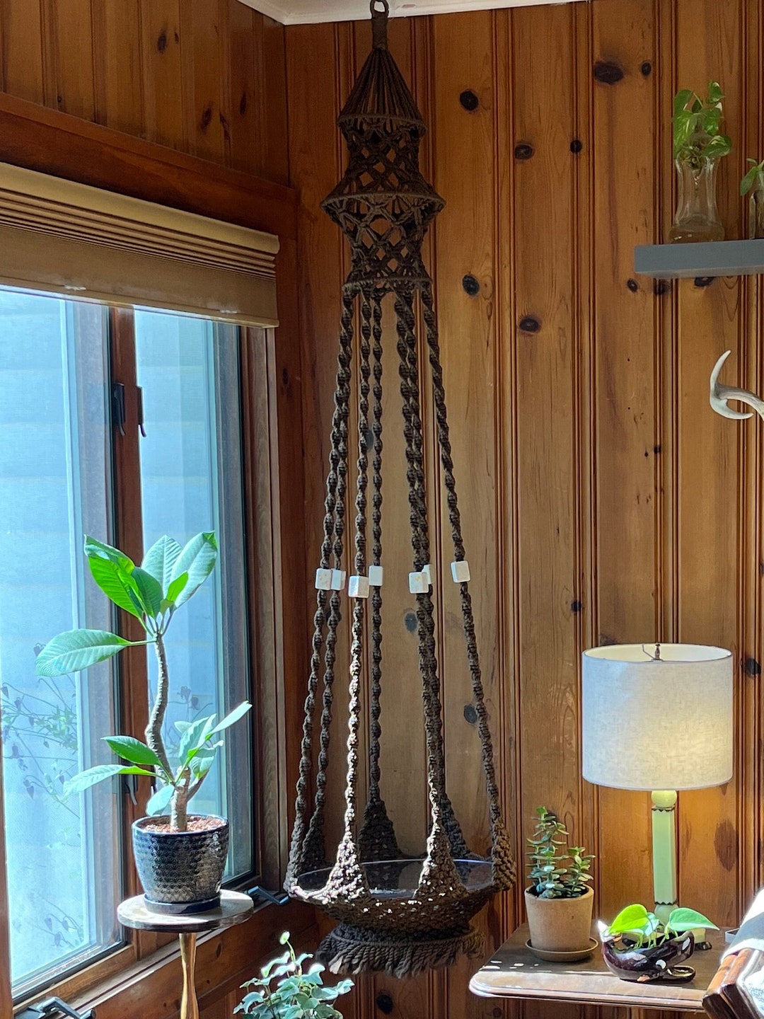 1970s Macrame Table Hanger - Etsy