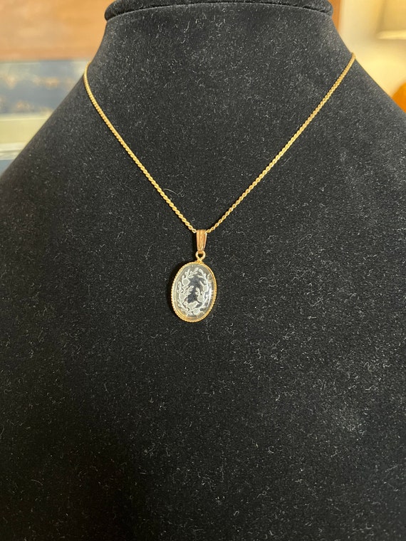 Cut Glass Pendant Necklace - Gem