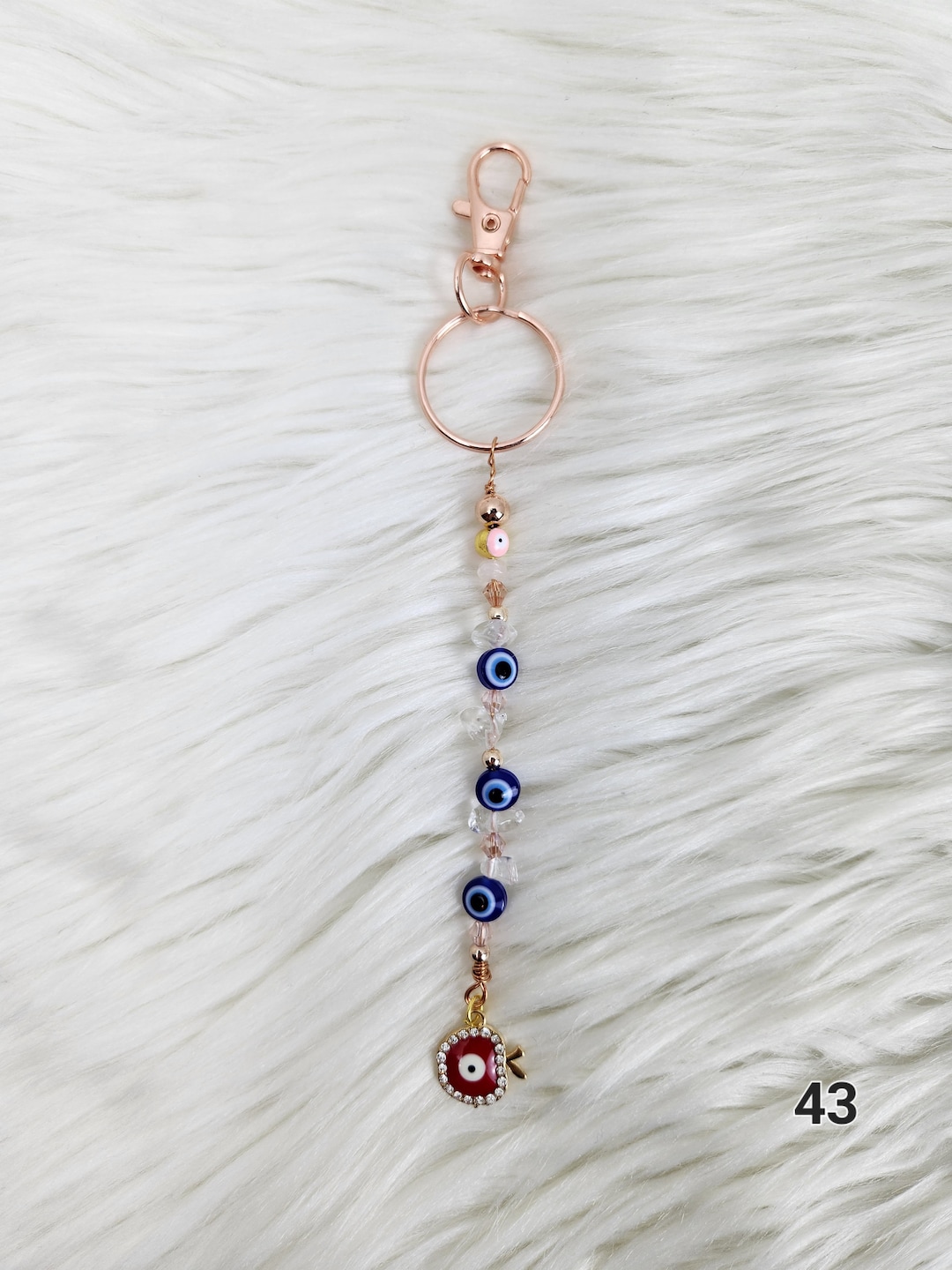 Evil Eye Keychains/ Evil Eye Pom Pom Keychains/ Handmade One of a Kind ...