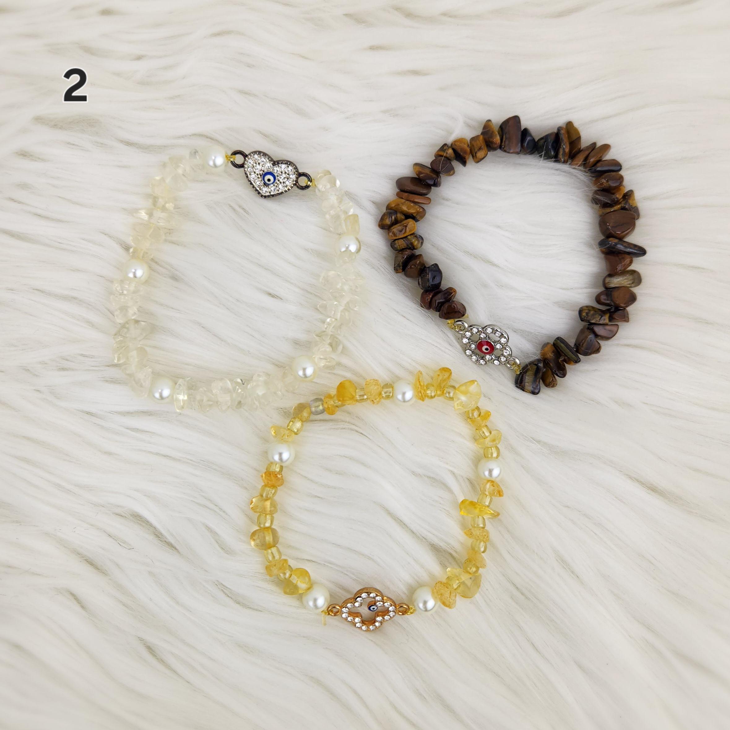 Handmade Evil Eye Bracelet Set: Crystal Chakra Protection, 3 Pack - Etsy