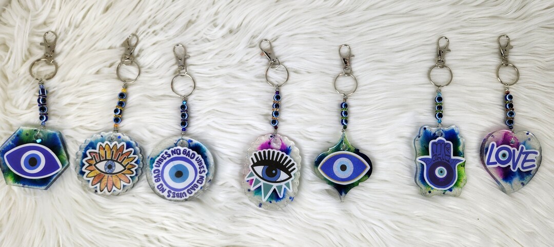 Handmade Evil Eye Resin Keychains/ Evil Eye Wall Decor/ Protection ...